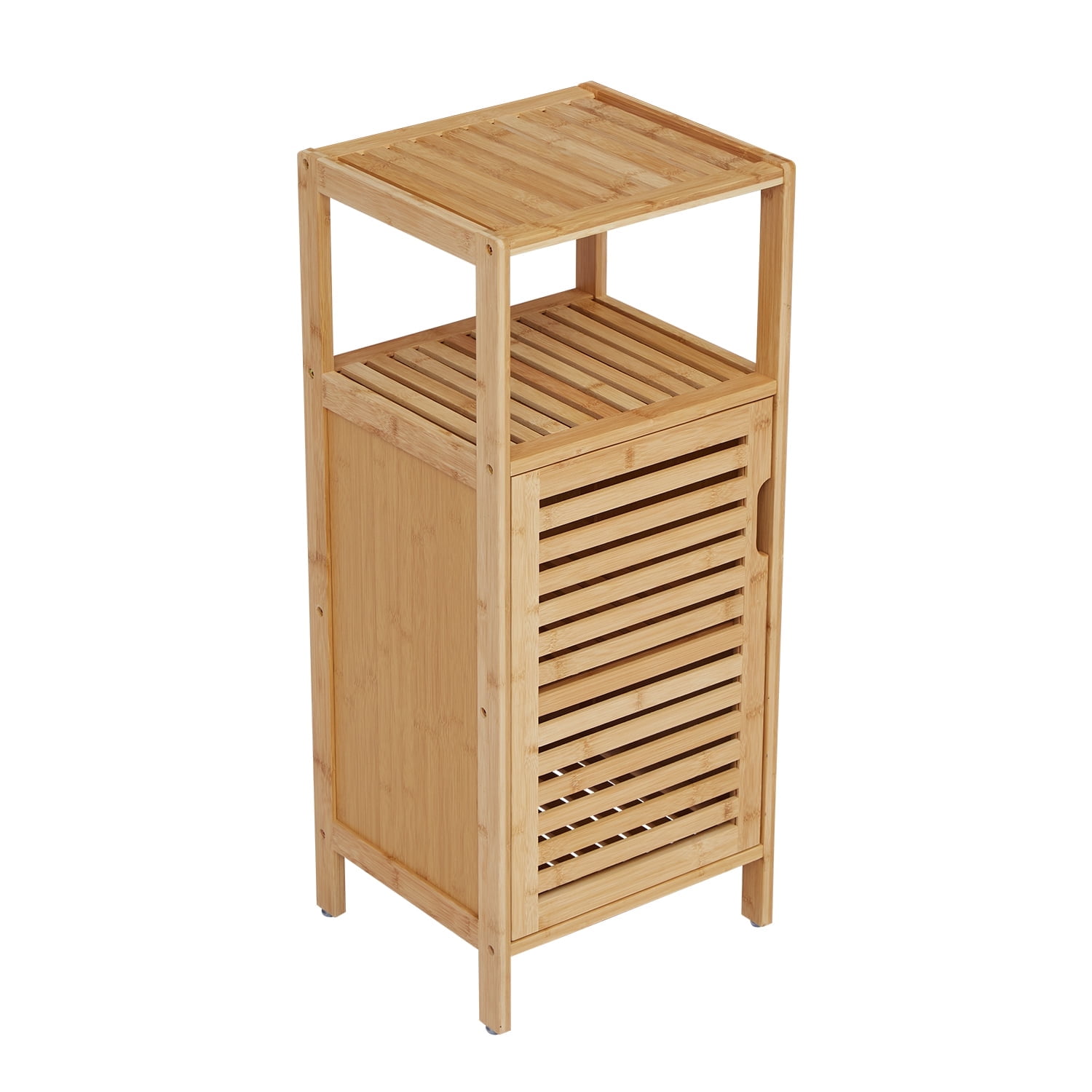 Kinbor Bamboo Cabinet with Storage Organizer Single Door and Shelf ...
