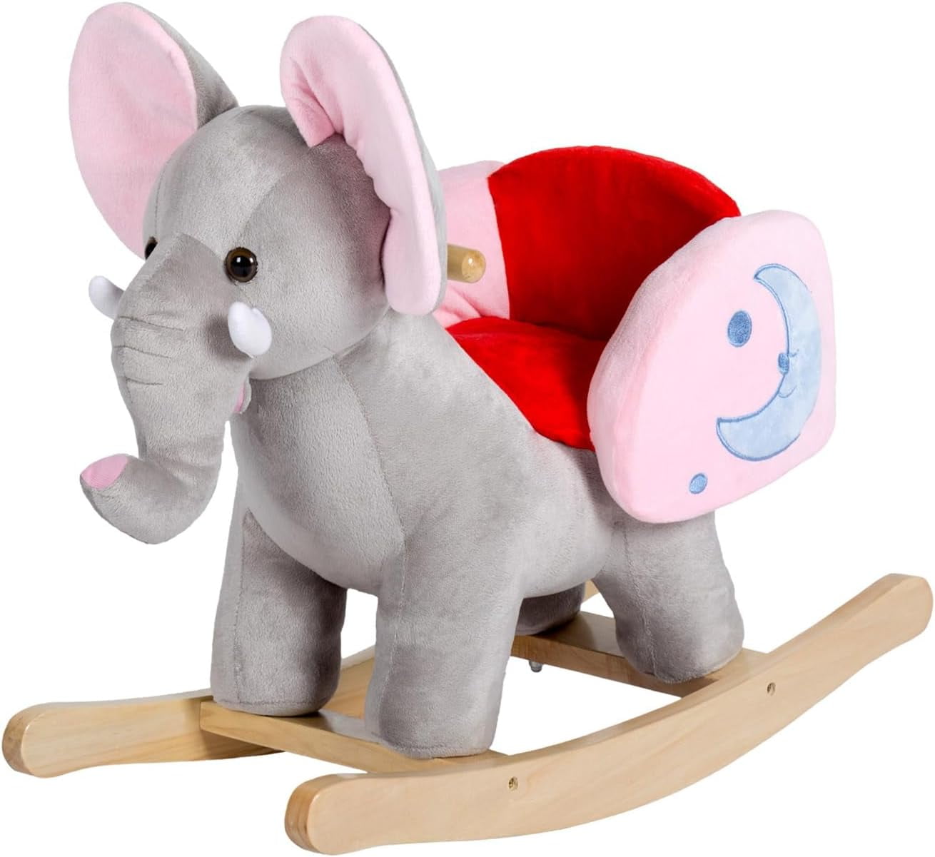 Kinbor Kids Rocking Plush Horse Toy Rocking Elephant Wooden Ride On Toy ...
