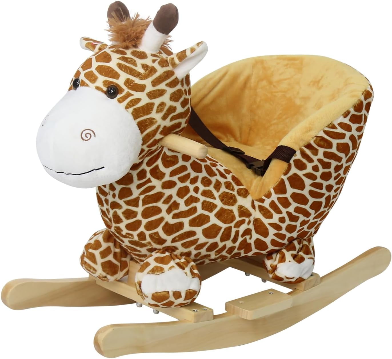 Kinbor Kids Rocking Plush Horse Toy Rocking Giraffe Wooden Ride On Toy ...