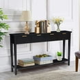 Kinbor Modern Console Table, 2-Tier, Entryway Sofa Table, Bright Black ...