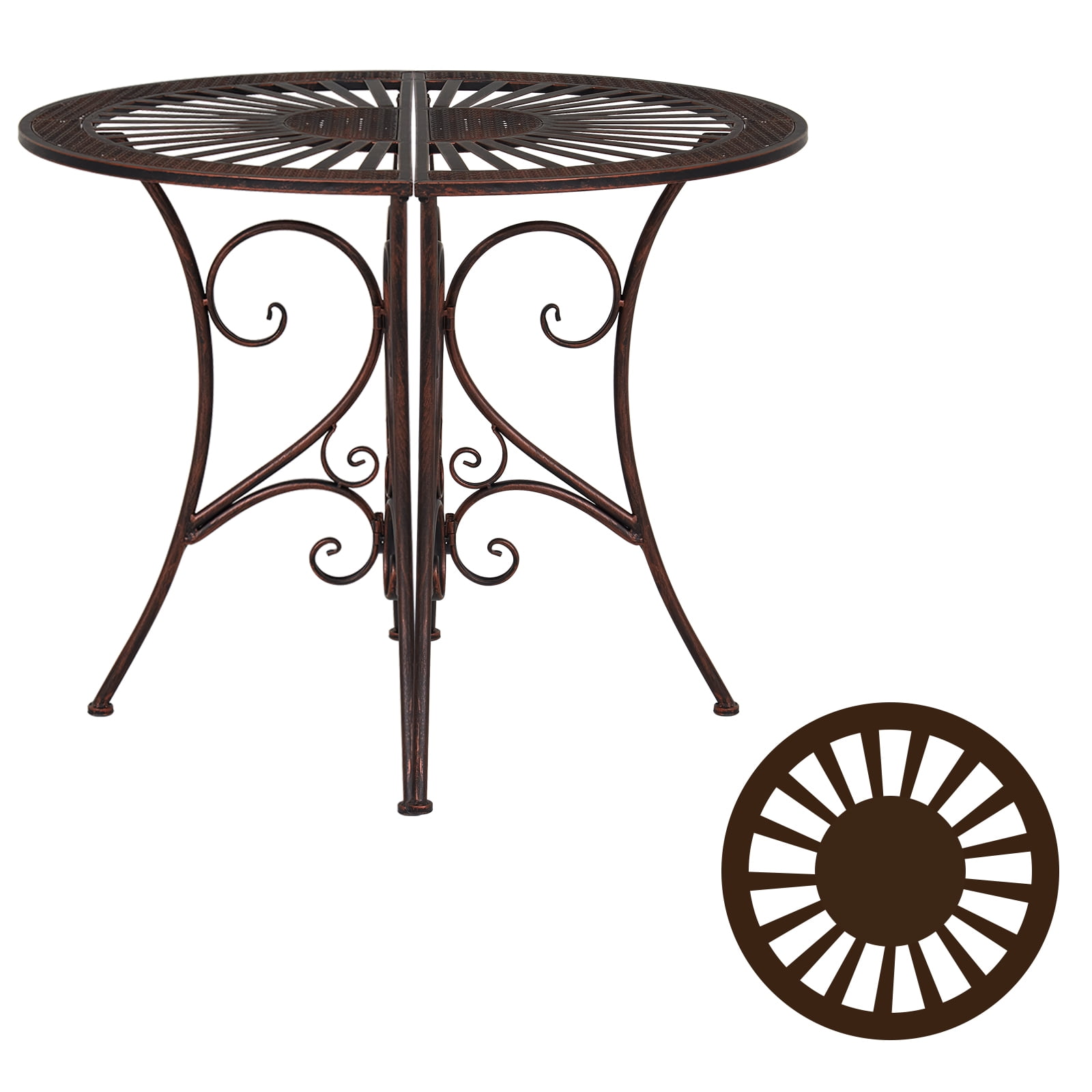 Kinbor Outdoor Patio Tables, Semi-Circular Metal Coffee Tables, Black ...