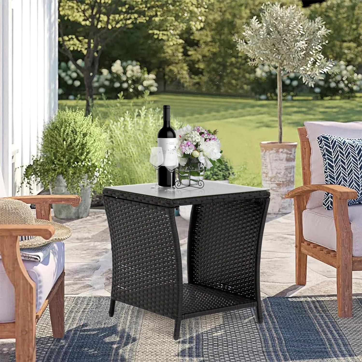 Serta Laguna Outdoor Storage Side Table - Brown Wicker - Walmart.com
