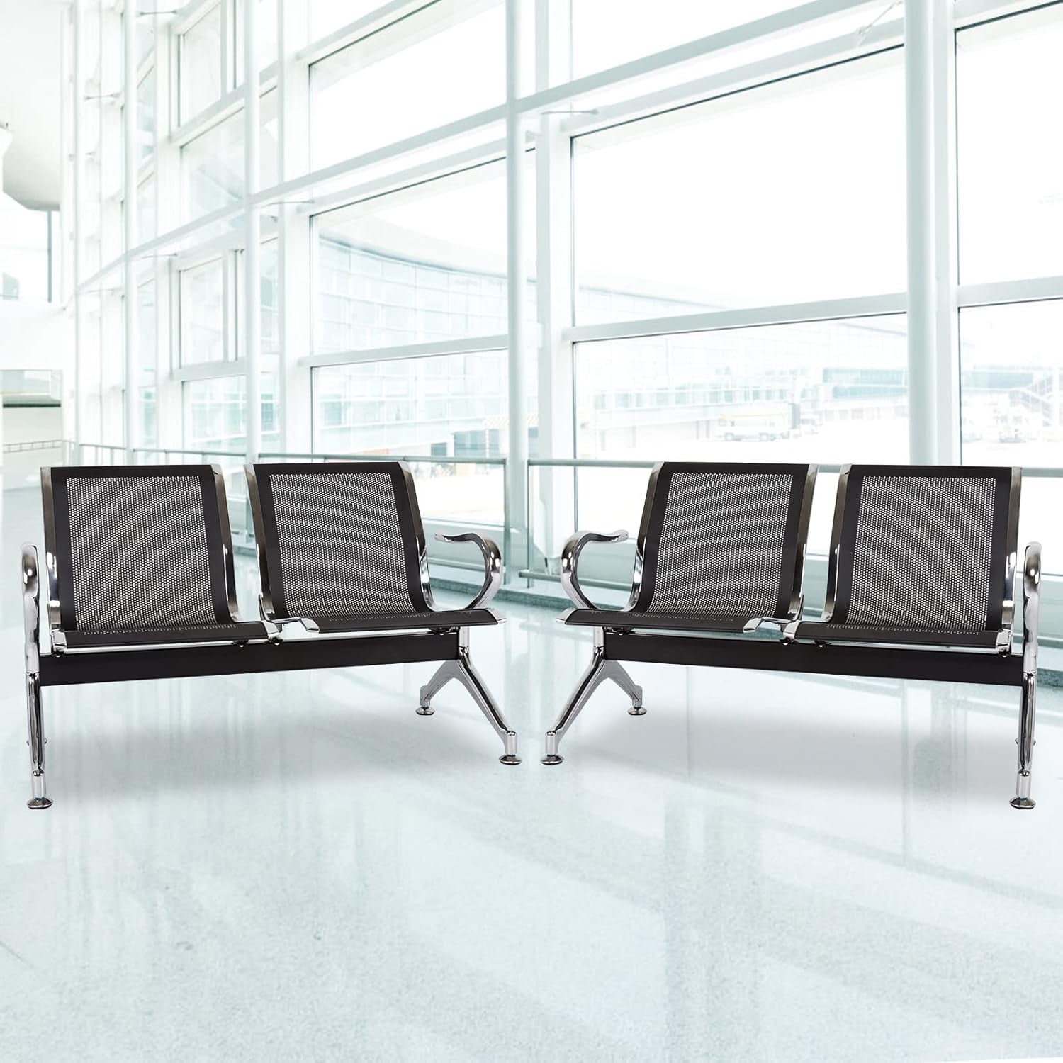 Kinbor Reception Chairs, 4-Seat Airport Seating Waiting Room Bench ...