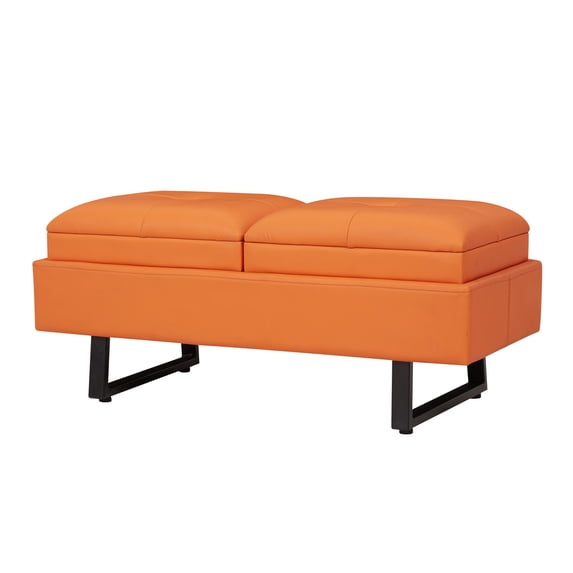 Kinbor Leather Reception Chairs, Modern 2-Seat Entryway Bench, Salon ...