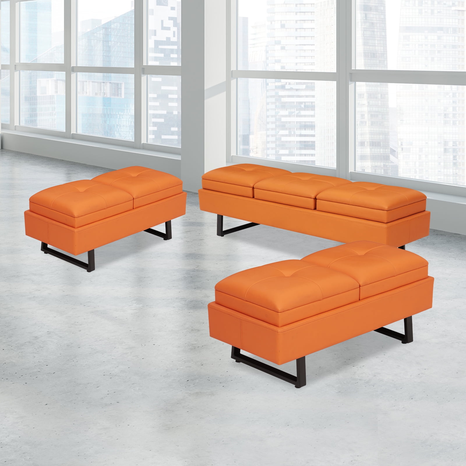 Kinbor Reception Chairs Modern Entryway Bench, 7-Seat Waiting Room ...