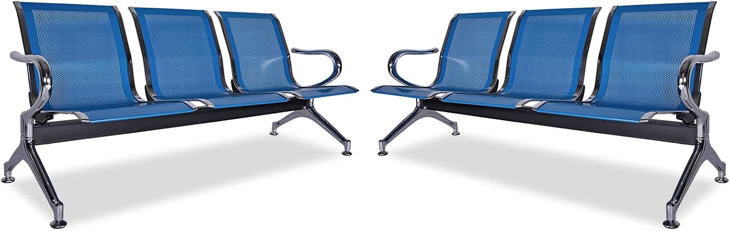 Kinbor Set of 2 Waiting Room Chairs, 3-Seat Airport Reception Bench ...
