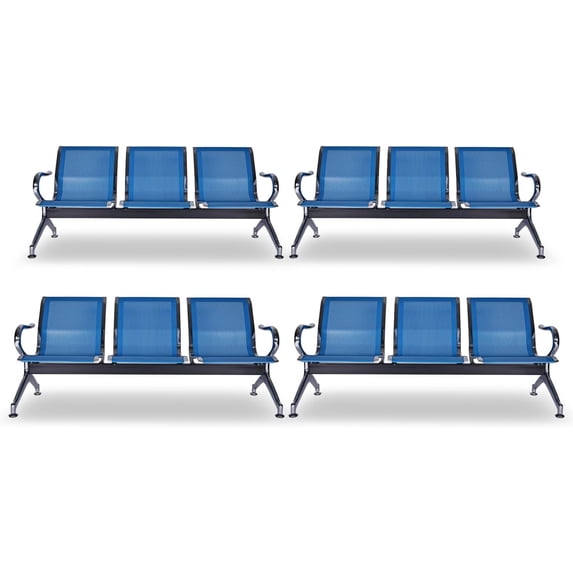 Kinbor Set of 4 Waiting Room Chairs, 3-Seat Airport Reception Bench ...