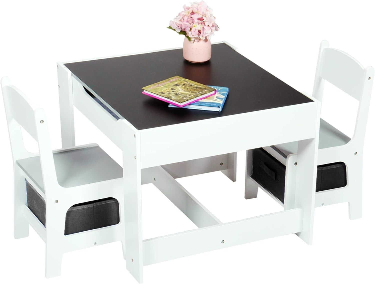 Kinbor Toddler Table and Chair Set, 3 in 1 Kids Activity Table with ...