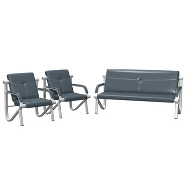 Kinbor 3-Seat PU Leather Waiting Area Bench Seating Barbershop Waiting ...