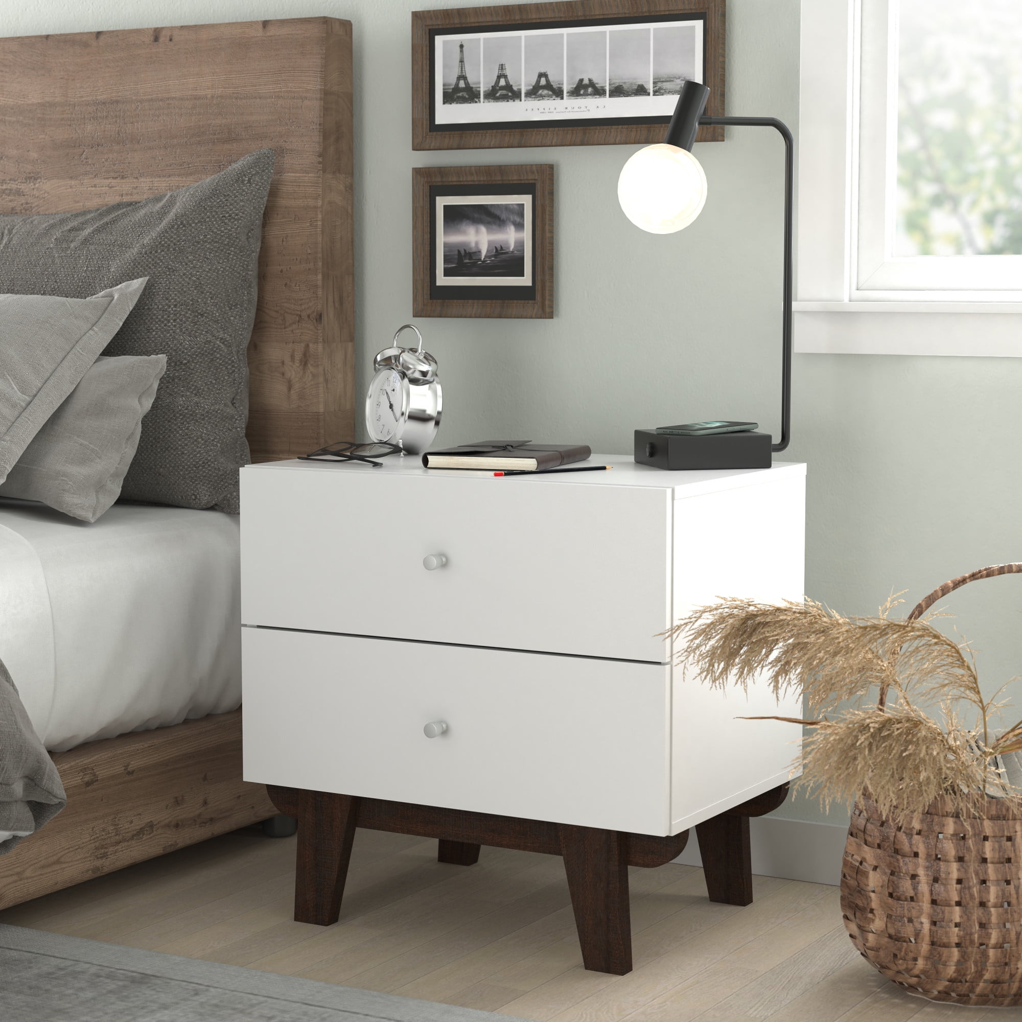 Kincaid Wood 2-Drawer Nightstand, Matte White, by Hillsdale Living ...
