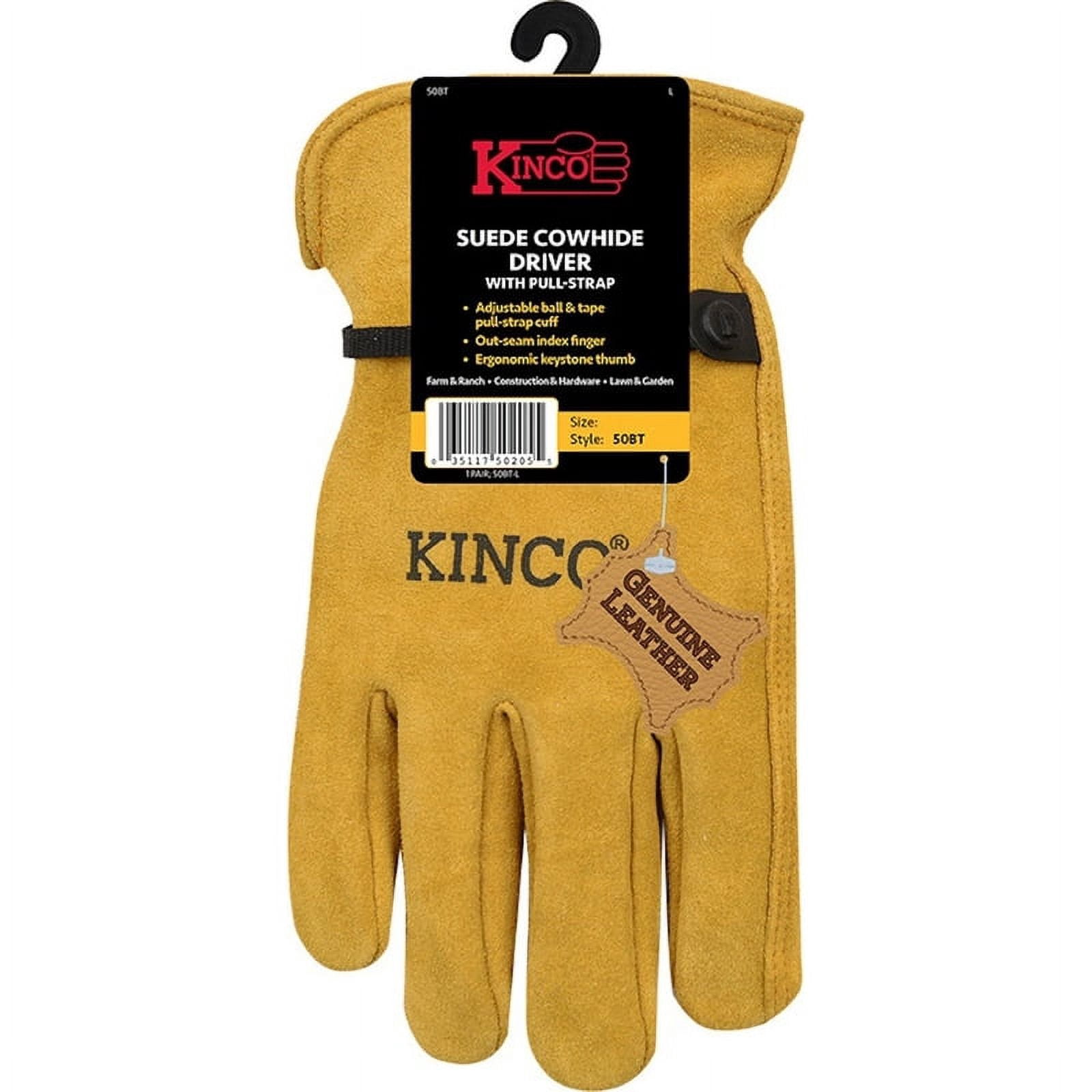 Kinco 50BT-L Suede Cowhide Leather Driver Gloves, Gold - Walmart.com