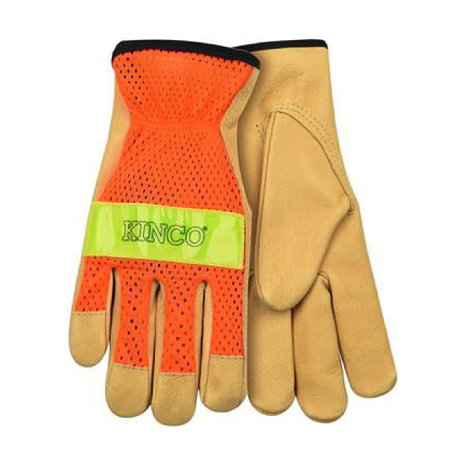 Kinco 909-L Men's Unlined Grain Pigskin Mesh Back Gloves, Safety ...