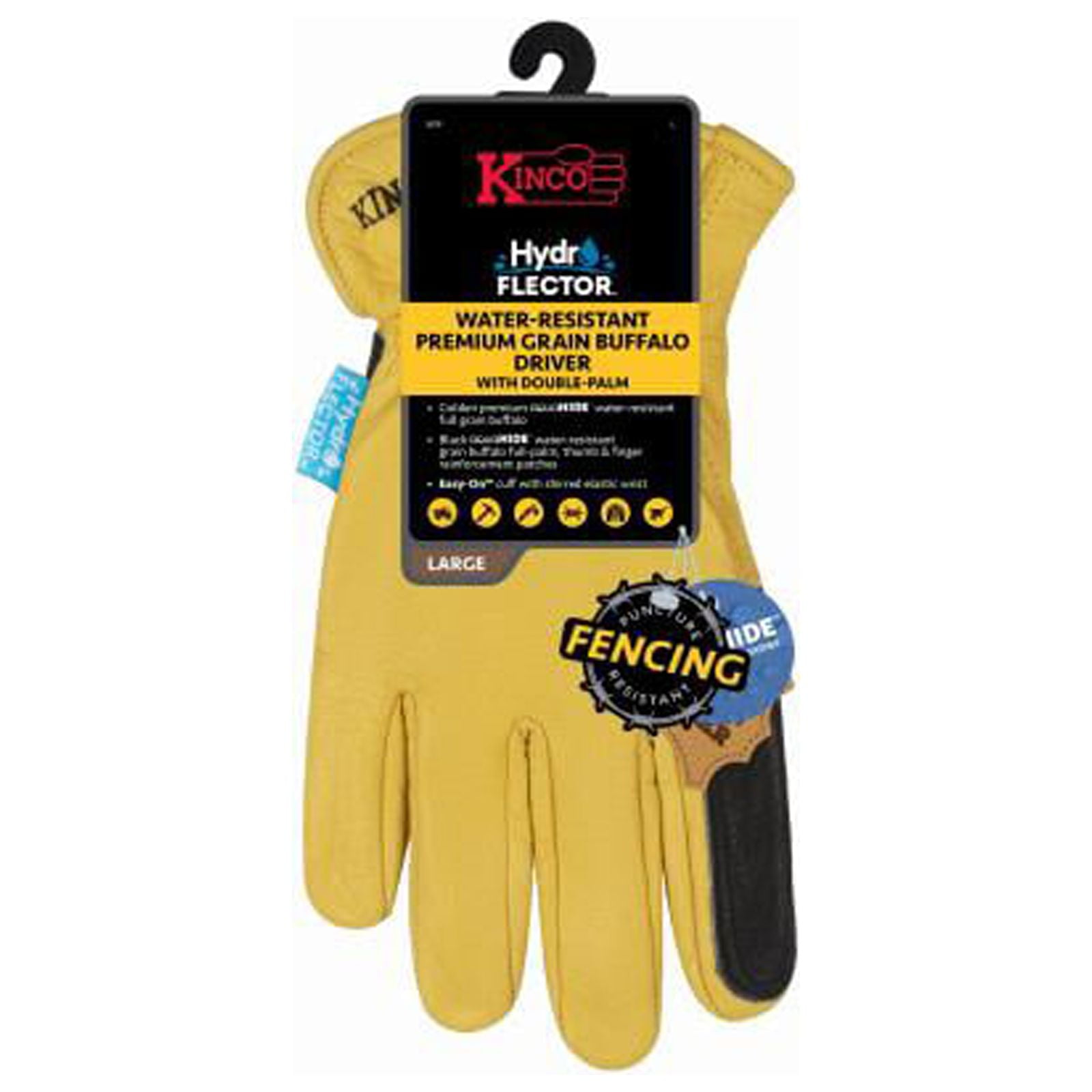 Kinco HydroFlector Men's XL Water-Resistant Buffalo Leather Work Glove ...