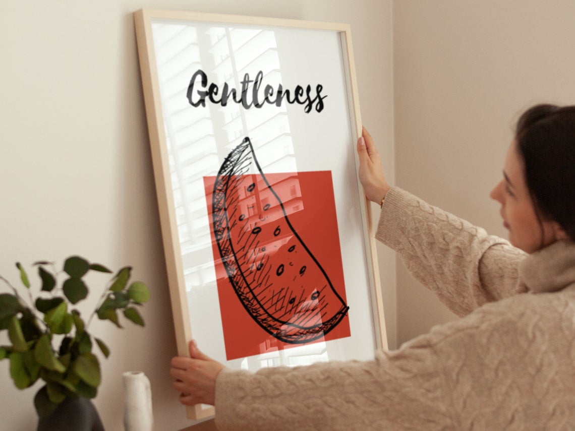 Kind Affirmation Fruit! Boho, Minimalist Modern Art, Retro Christian ...