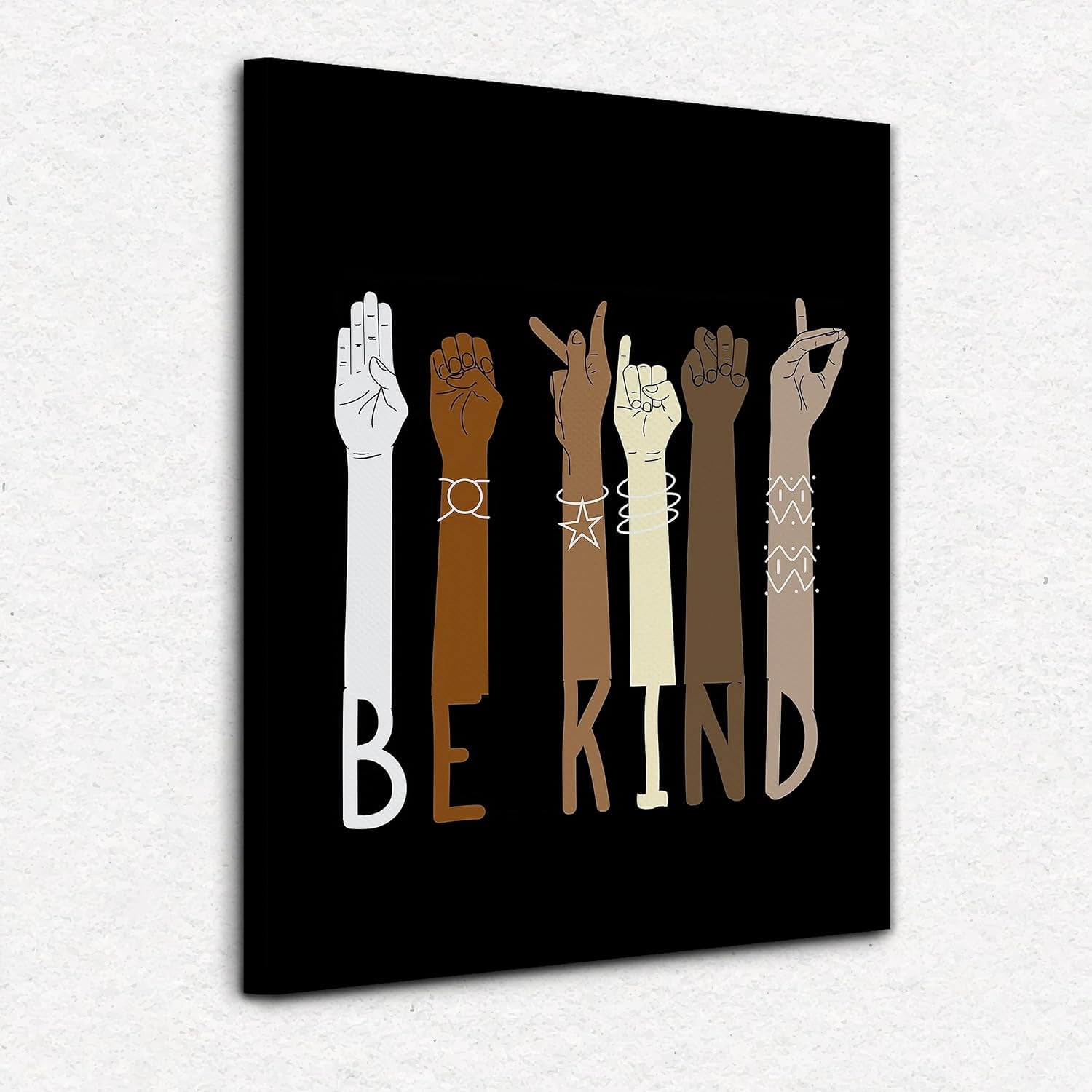 Be Kind American Sign Language ASL Diversity Multicultural Canvas Wall ...