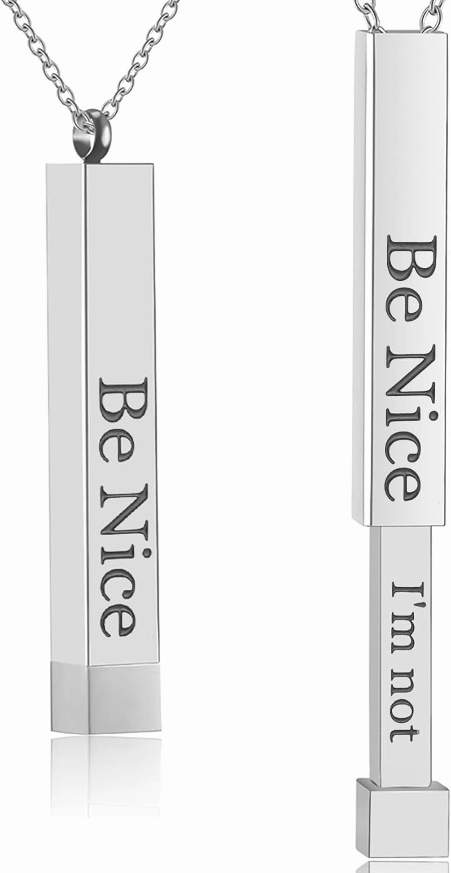 Be Kind Of A B Necklaces For Women, Inspirational Vertical Bar Square ...