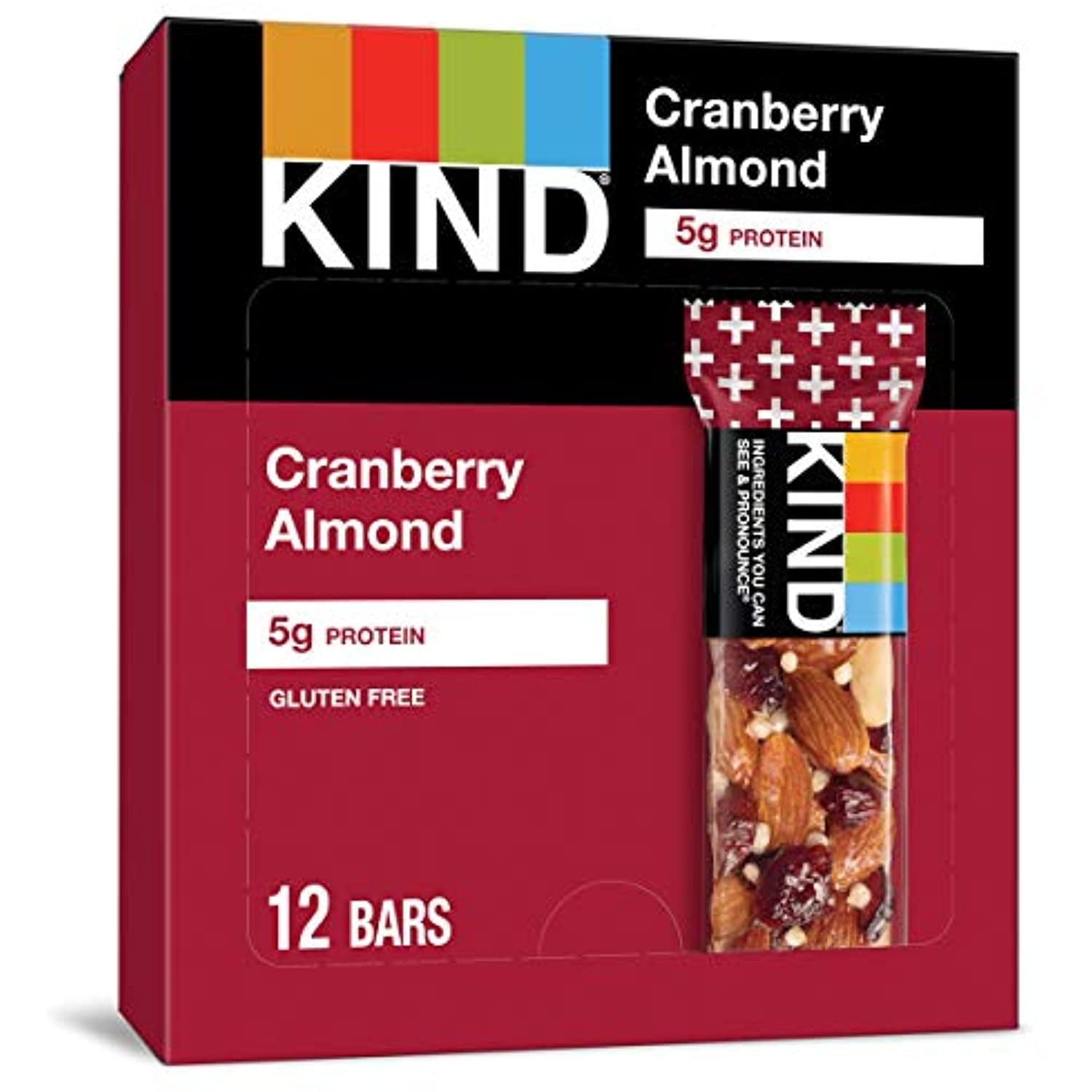 Kind Bars, Cranberry Almond, Gluten Free, Low Glycemic Index, 1.4 Ounce ...