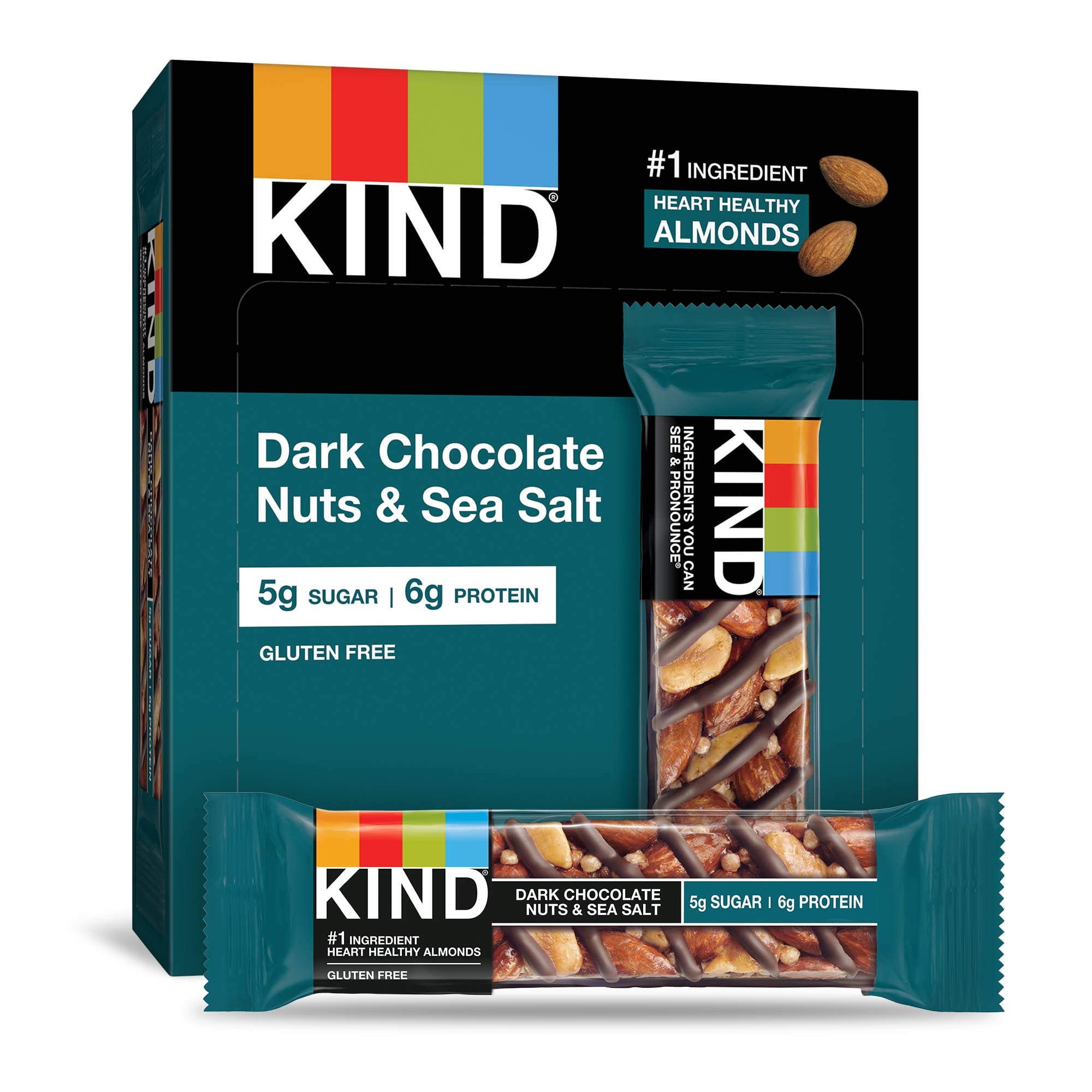 Kind Bars, Dark Chocolate Nuts & Sea Salt, Healthy Snacks, 6G Protein ...