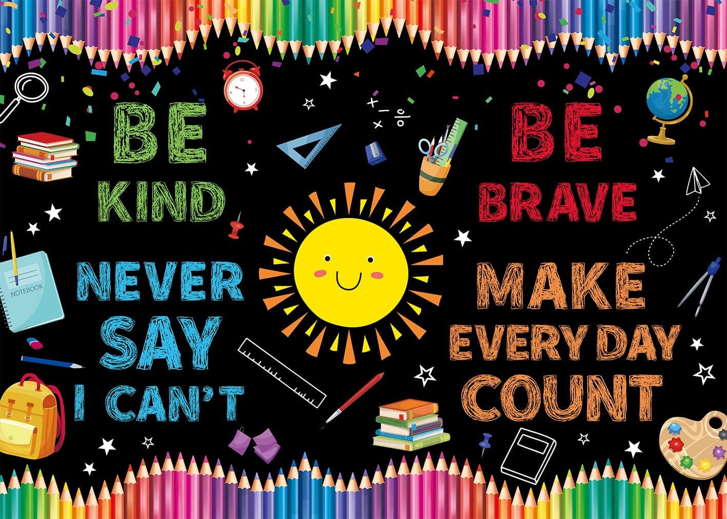 Kind Brave Motivational Backdrop Kindergarten Background Blackboard ...