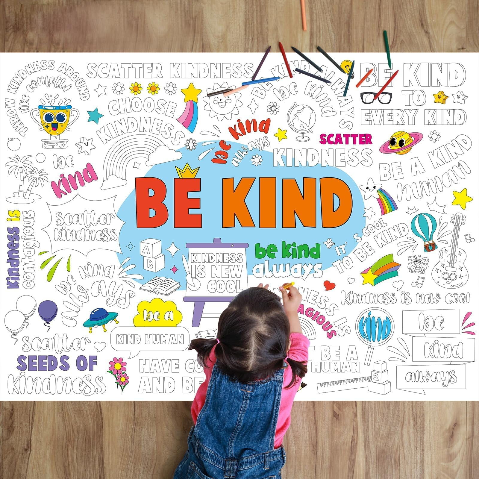 Be Kind Coloring Poster for Kids Giant Coloring Poster Large Positive ...