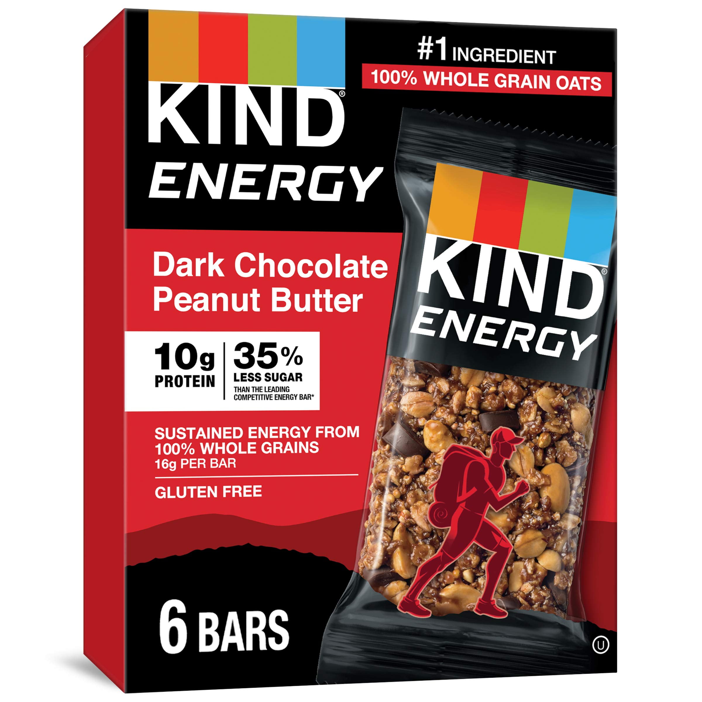 Kind Energy Bar, Dark Chocolate Peanut Butter, Gluten Free, Low ...