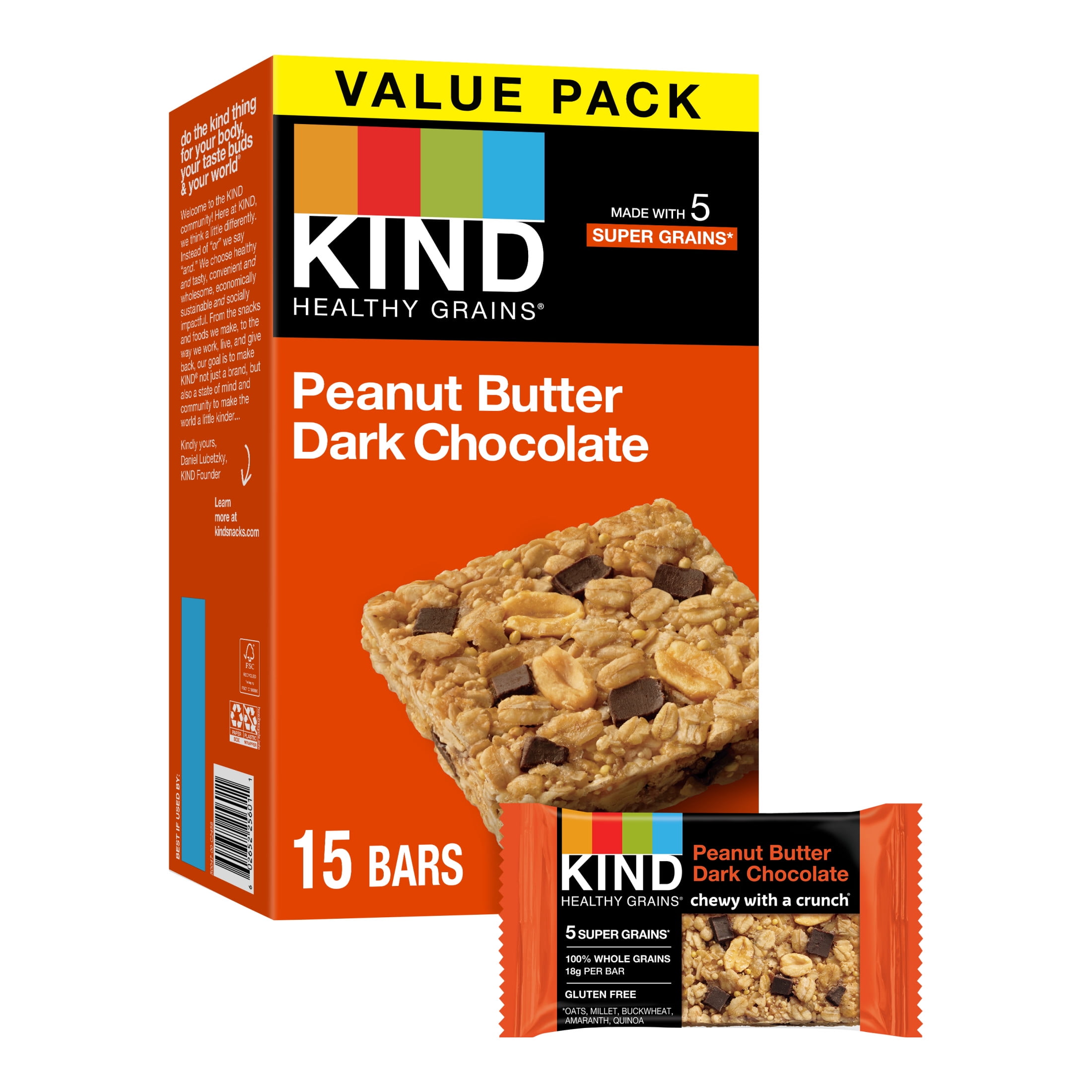 Kind Healthy Grains Bars Peanut Butter Dark Chocolate, 15 Ct box ...