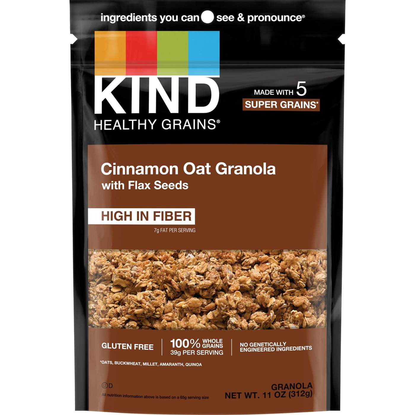 Kind Healthy Grains Granola - Cinnamon Oat with Flax Seeds - 11 oz ...