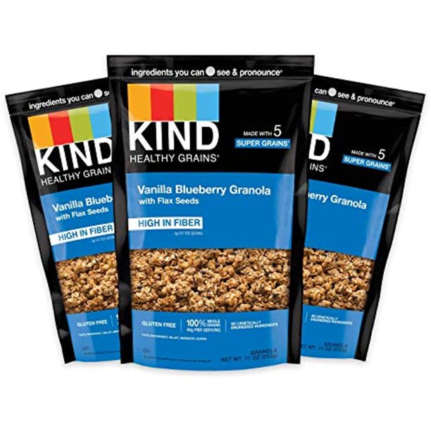 Kind Healthy Grains Granola Clusters, Vanilla Blueberry With Flax Seeds ...