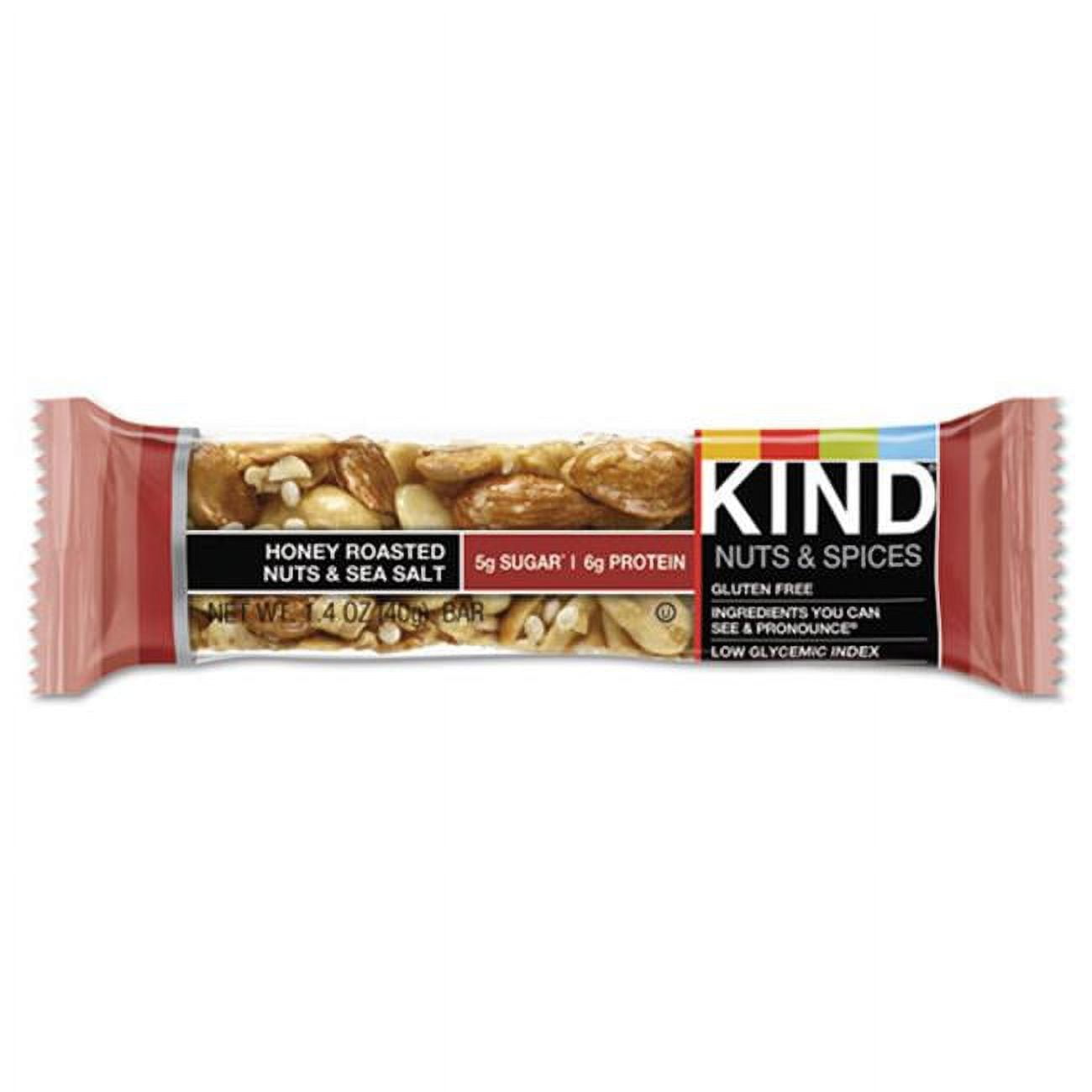 Kind KND Food Nuts Spices Bar, Honey Roasted Nuts & Sea Salt - Walmart.com