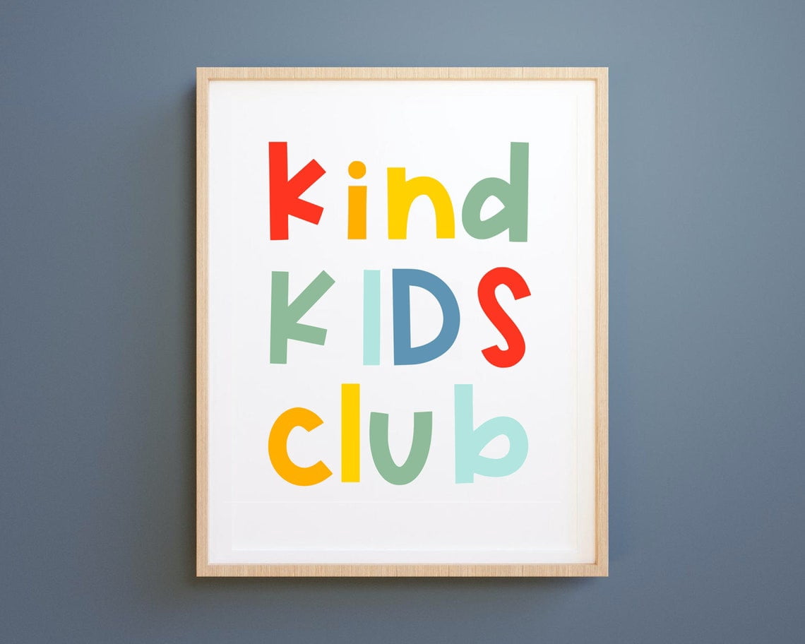 Kind Kids Club Print, Kids Quote, Modern Nursery Decor, Siblings Room ...