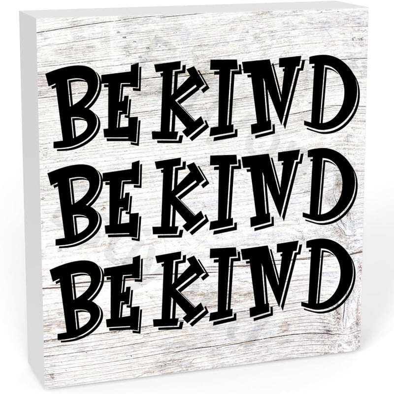 Be Kind Be Kind Be Kind Decor Wood Box Sign 5 X 5 Inches Desk Decor ...