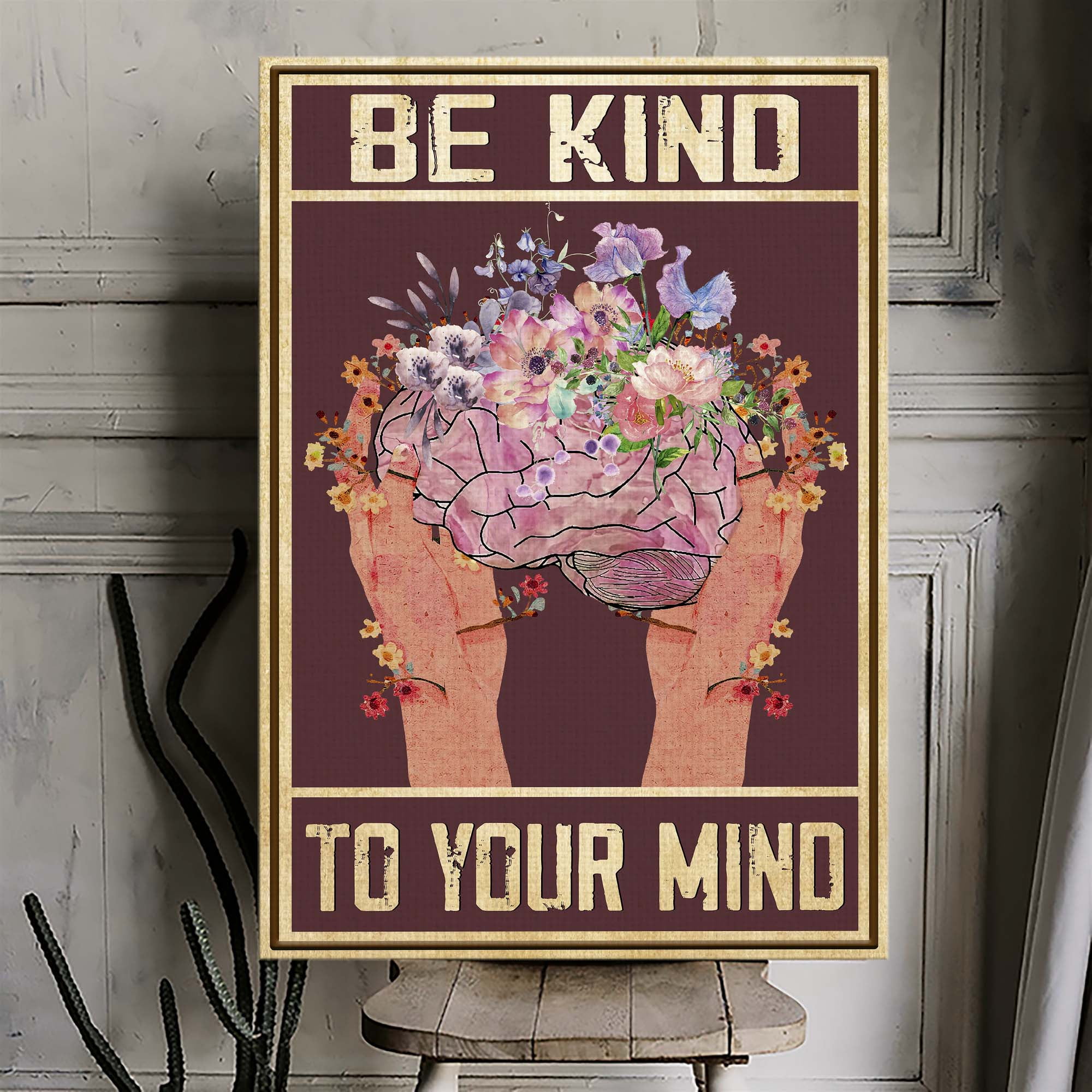 Be Kind to Your Mind Canvas Wall Art – Mental Health Inspirational ...