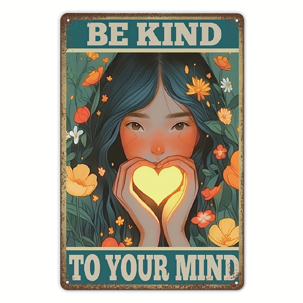 Be Kind to Your Mind Vintage Tin Signs Hippie Boho Posters Mental ...