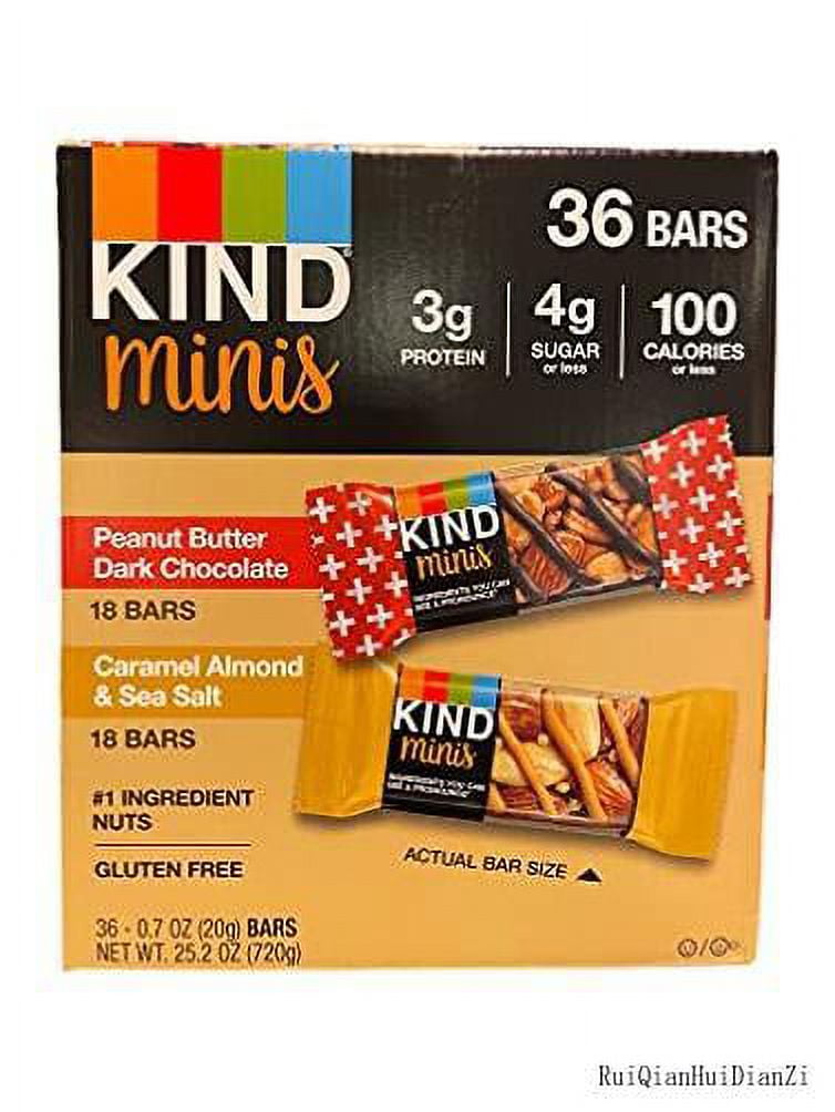 Kind Minis, 18 Peanut Butter Dark Chocolate, 18 Caramel Almond & Sea ...