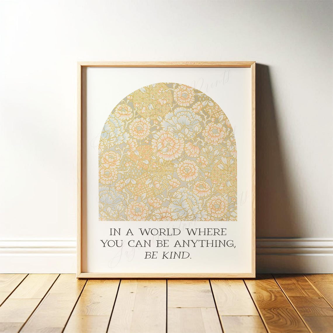 Be Kind Quote Motivational Poster, Classroom Decor, Beige Floral Art ...