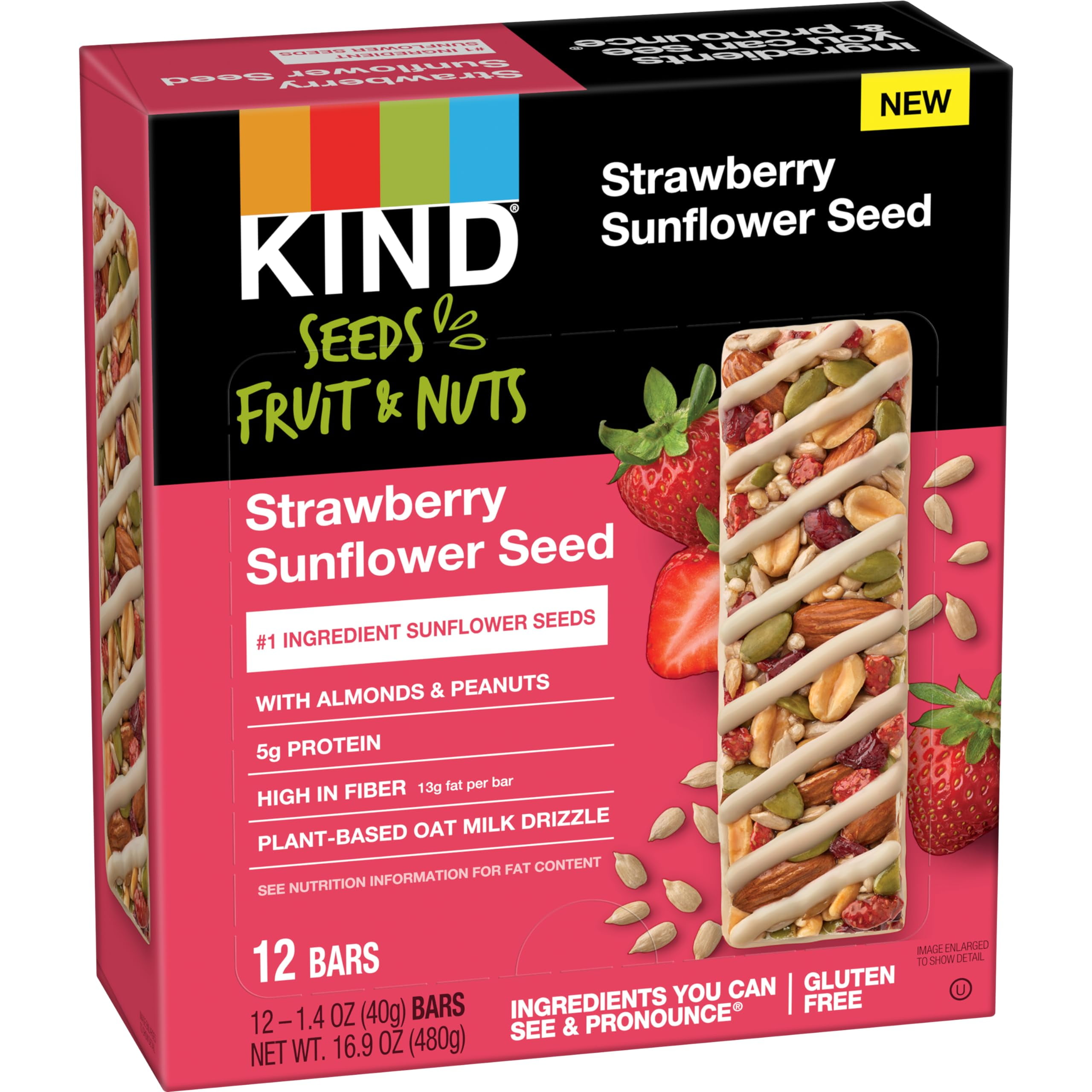 Kind Seeds Fruit & Nuts Snack Bar, Strawberry Sunflower Seed | 5G ...