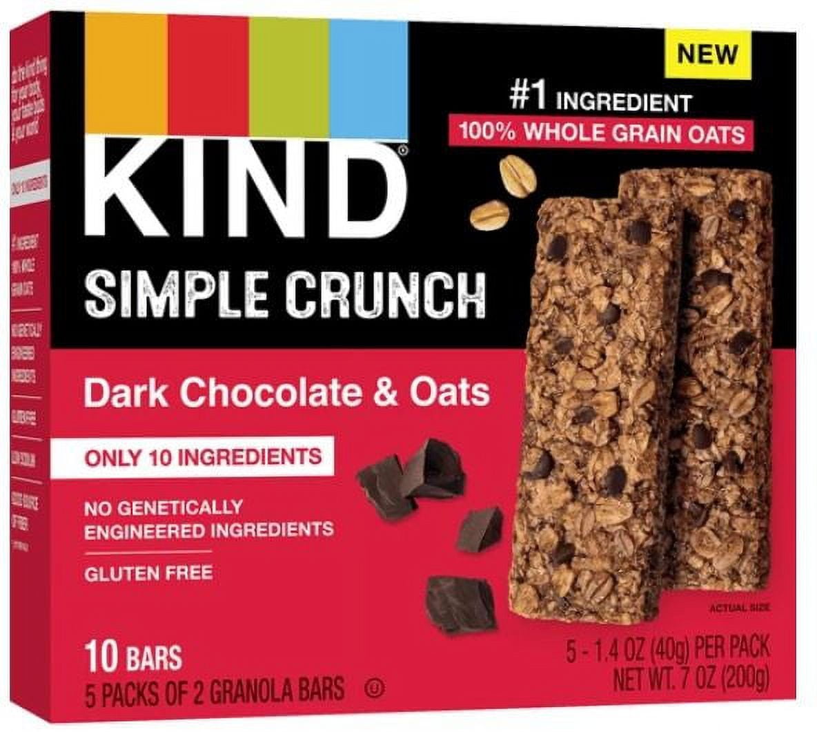 Kind Simple Crunch Granola Bar Dark Chocolate and Oats (Pack of 5 ...