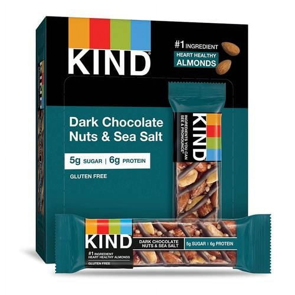 Kind Snack Bars, Dark Chocolate Nuts & Sea Salt, 5G Sugar | 6G Protein ...