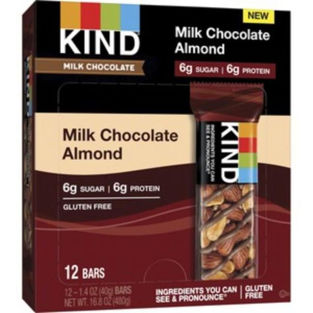 Kind Snacks Milk Chocolate Almond Bars - Pack of 12 - Walmart.com