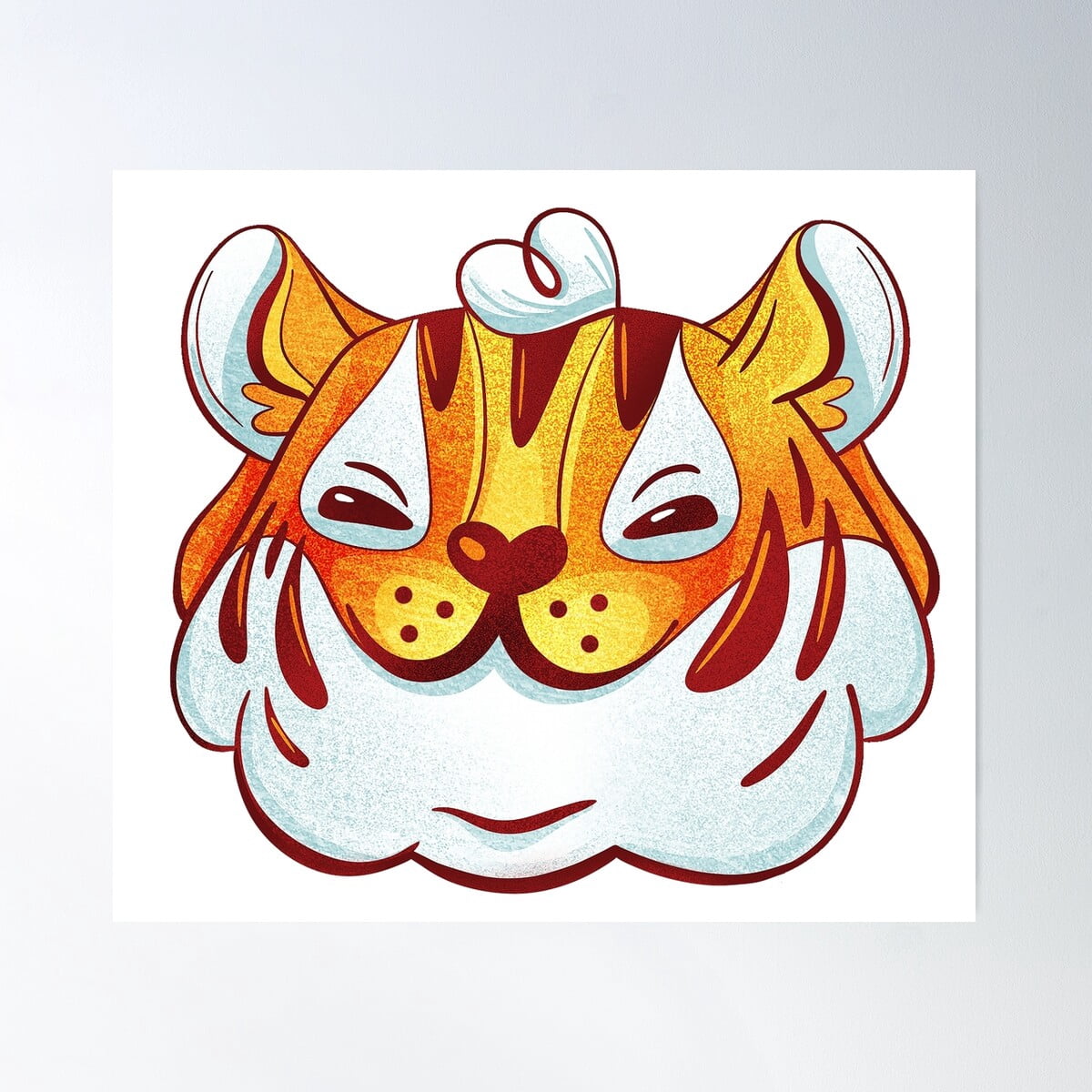 Kind Tiger In Cartoon Style Poster Wall Art, Modern Wall Decor For ...