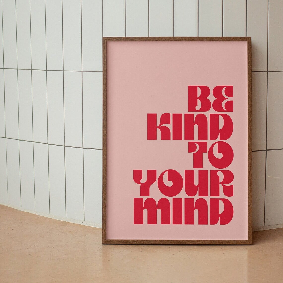 Be Kind Wall Print, Retro Quote Wall Decor, Bedroom Wall Art, Positive ...