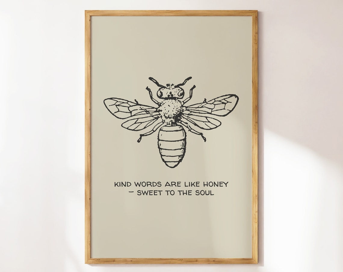 Kind Words Are Like Honey Minimalist Christian Vintage Wall Art Print ...