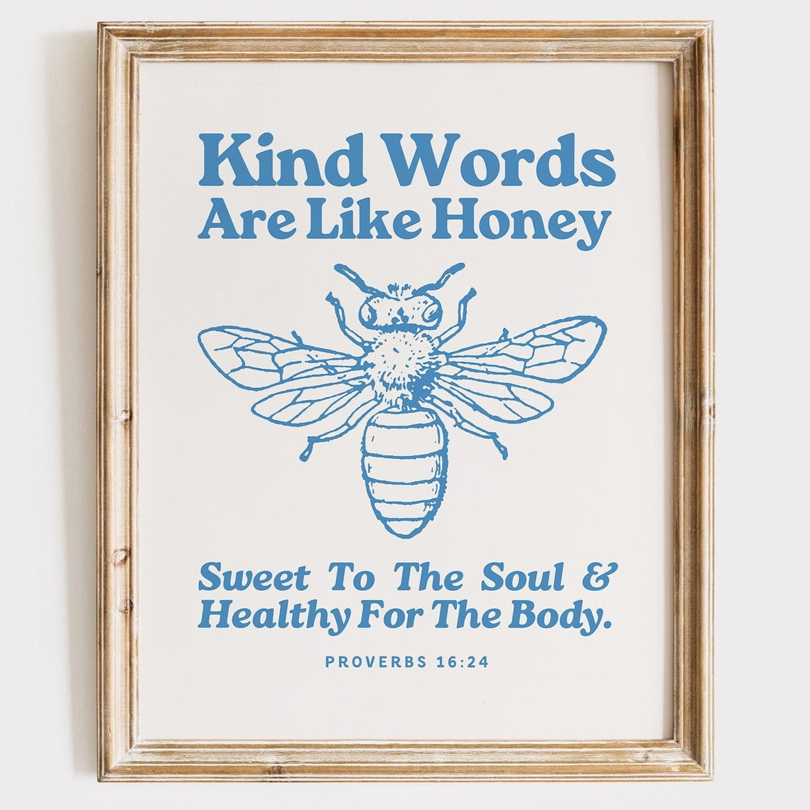 Kind Words Are Like Honey Retro Print, Christian Wall Art, Scripture ...