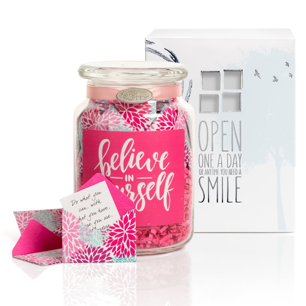 KindNotes Glass Keepsake Gift Jar with INSPIRATIONAL Messages - Floral ...