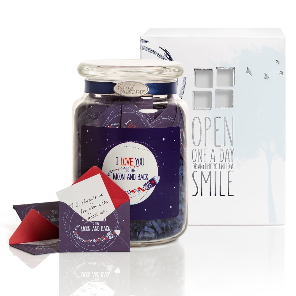 KindNotes Glass Keepsake Gift Jar with INSPIRATIONAL Messages - Moon ...