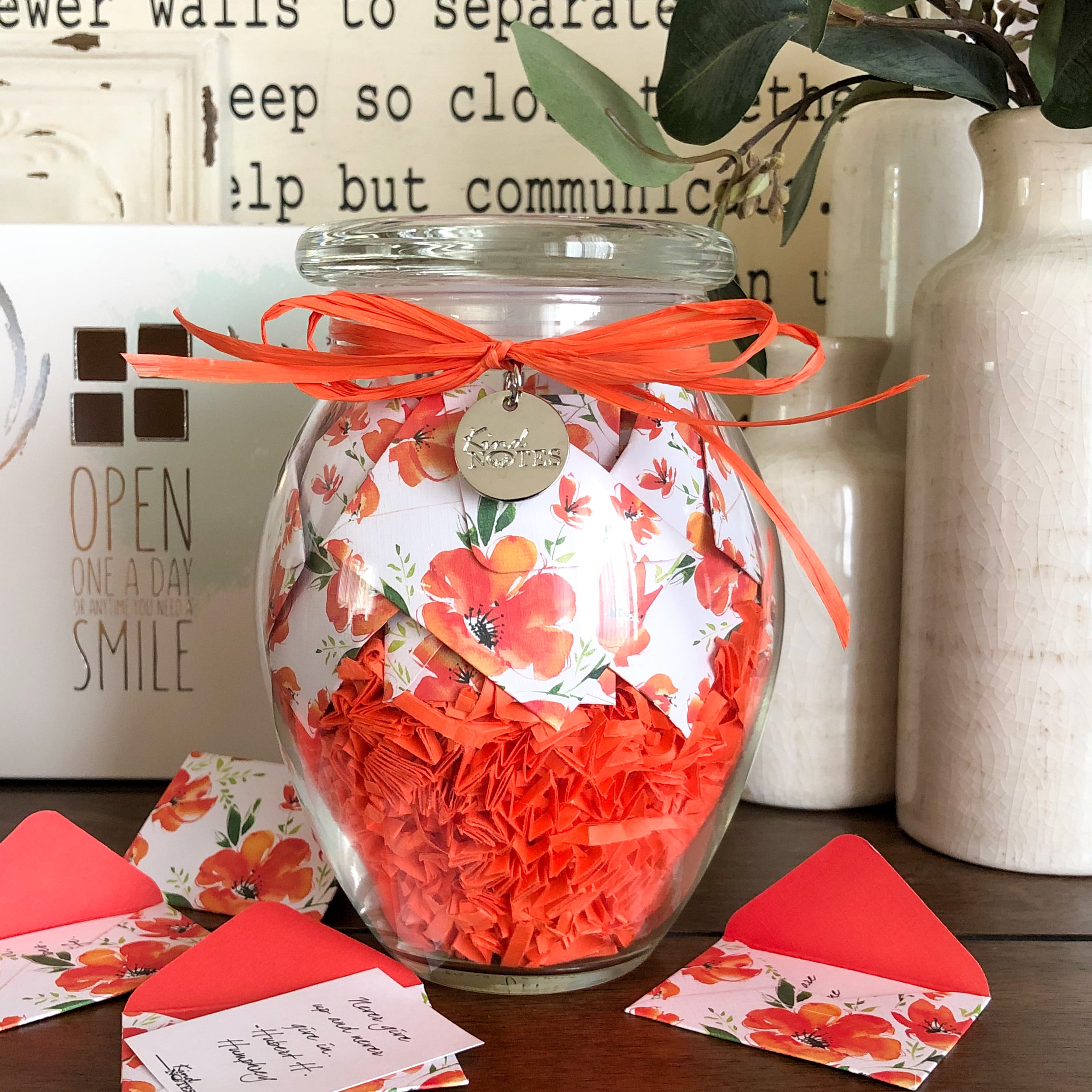 KindNotes Glass Keepsake Gift Jar with SYMPATHY Messages - Poppy in ...
