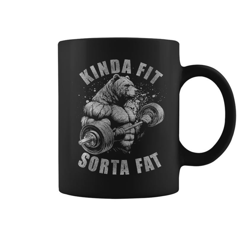 Kinda Fit Sorta Fat Gym Bear Weightlifting Workout Coffee Mu - Walmart.com