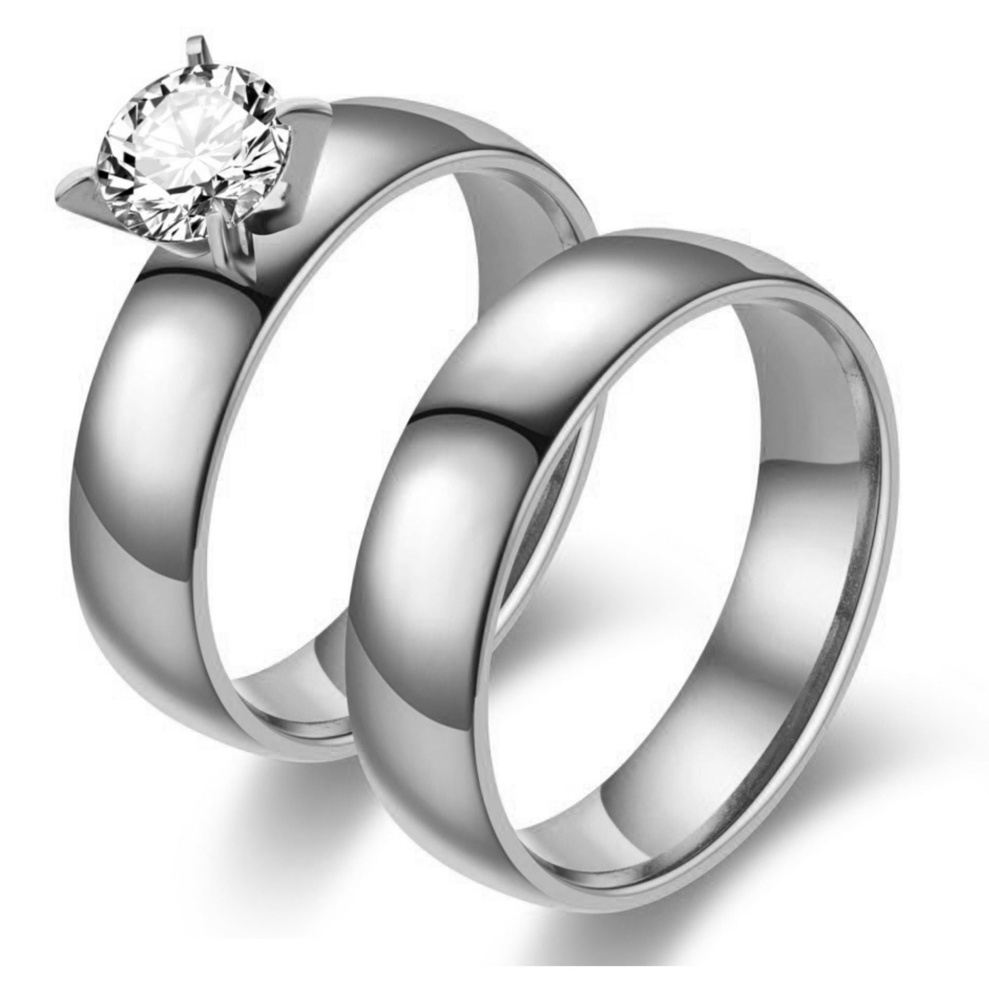 Kindall Wedding Ring Set for women Gold Stainless Steel Engagement Ring ...