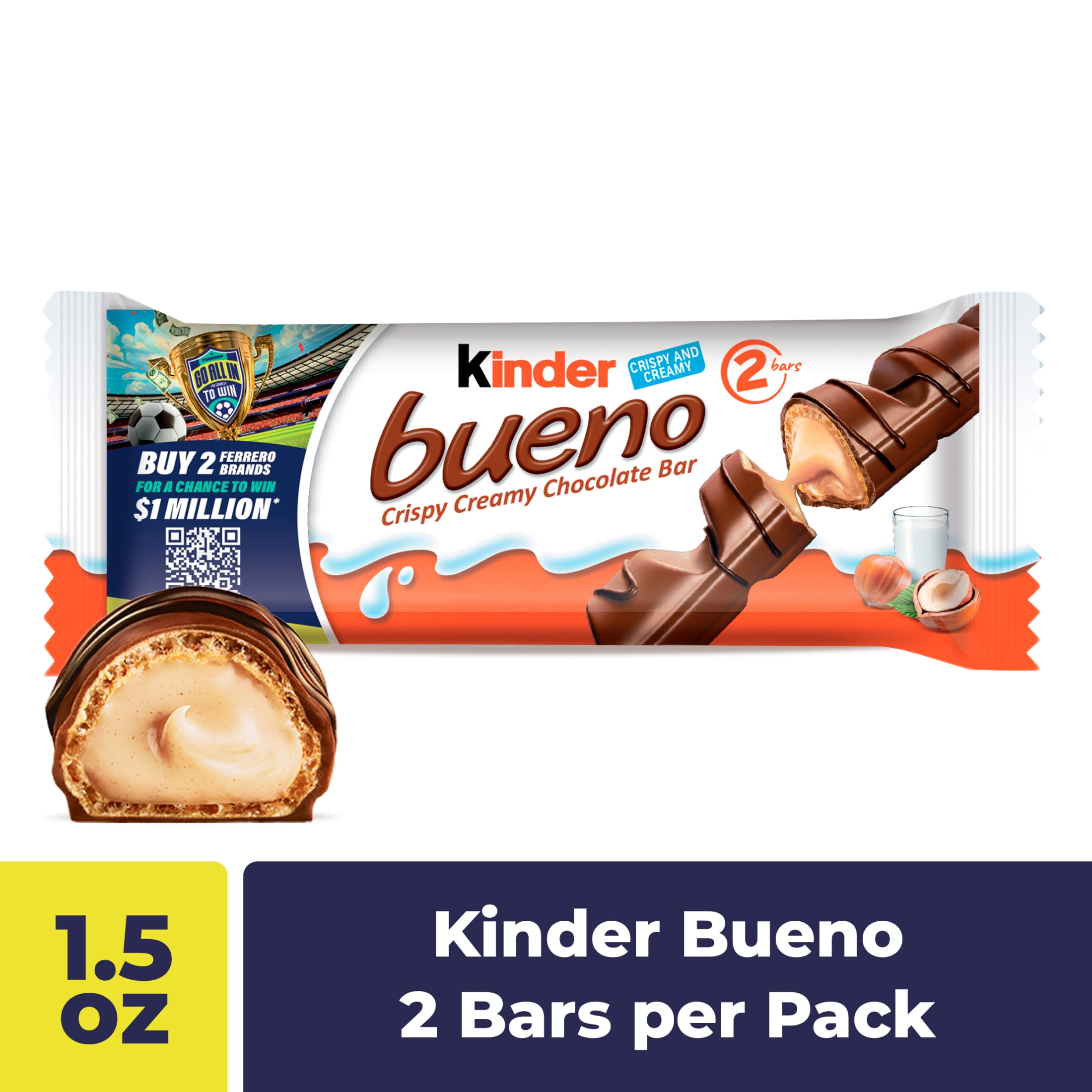 Kinder Bueno Milk Chocolate Bars with Crispy Wafer and Hazelnut Cream ...