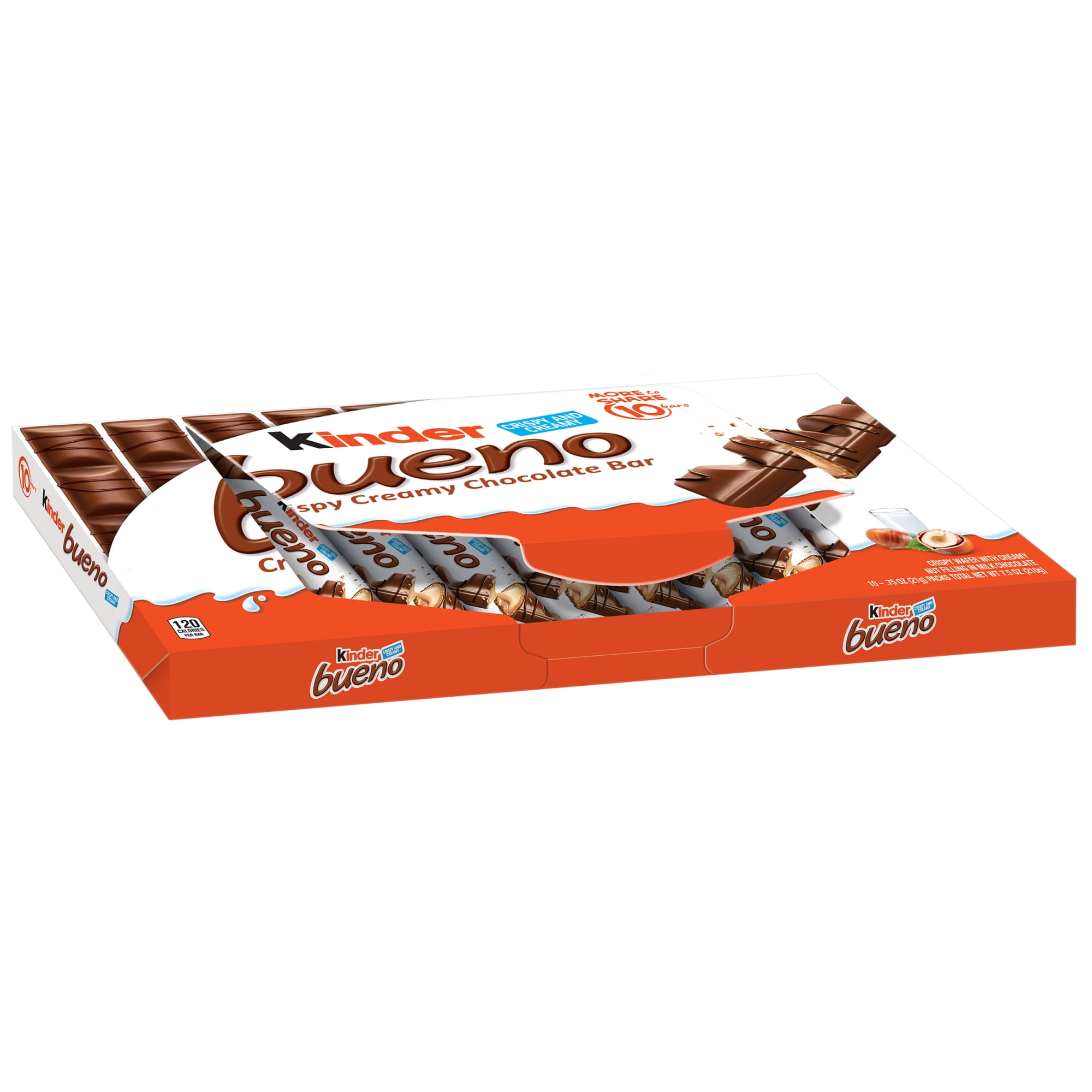 Kinder Bueno Milk Chocolate and Hazelnut Cream, 1 Pack, 10 Individually ...